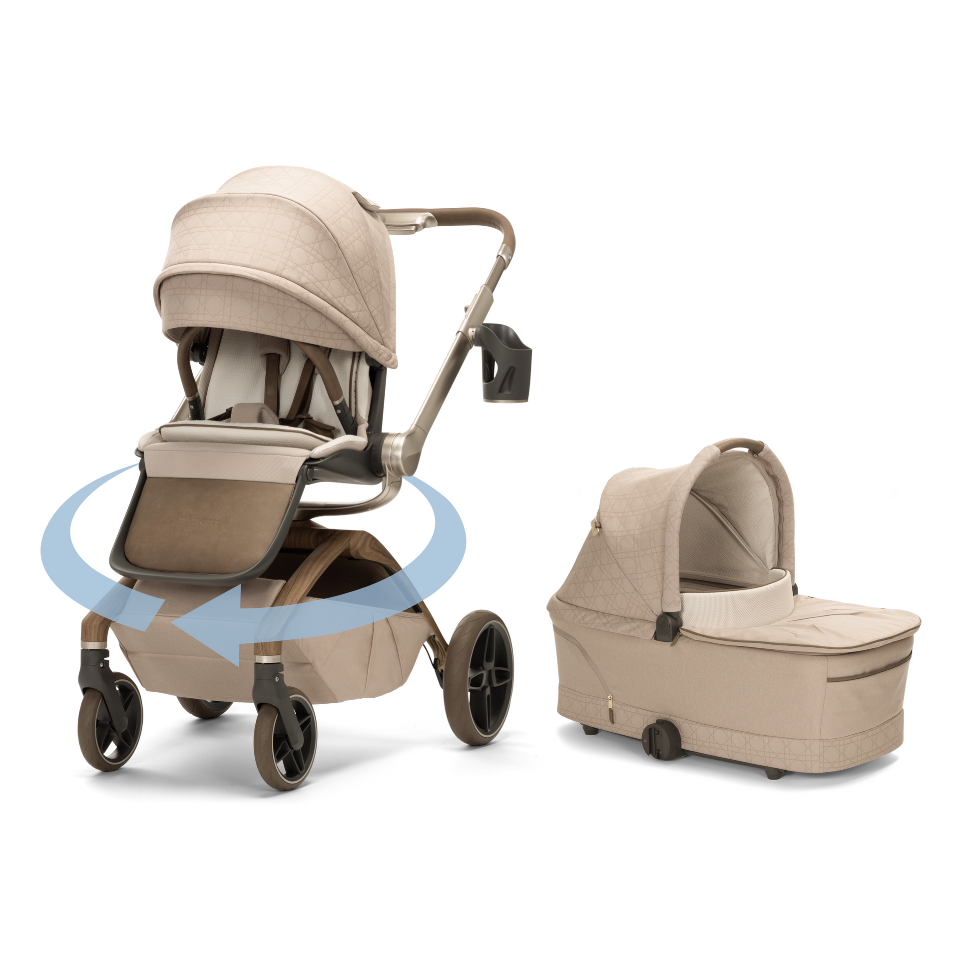 Tana 360° Rotating Modular Stroller with Carriage Accessory in Natural ...