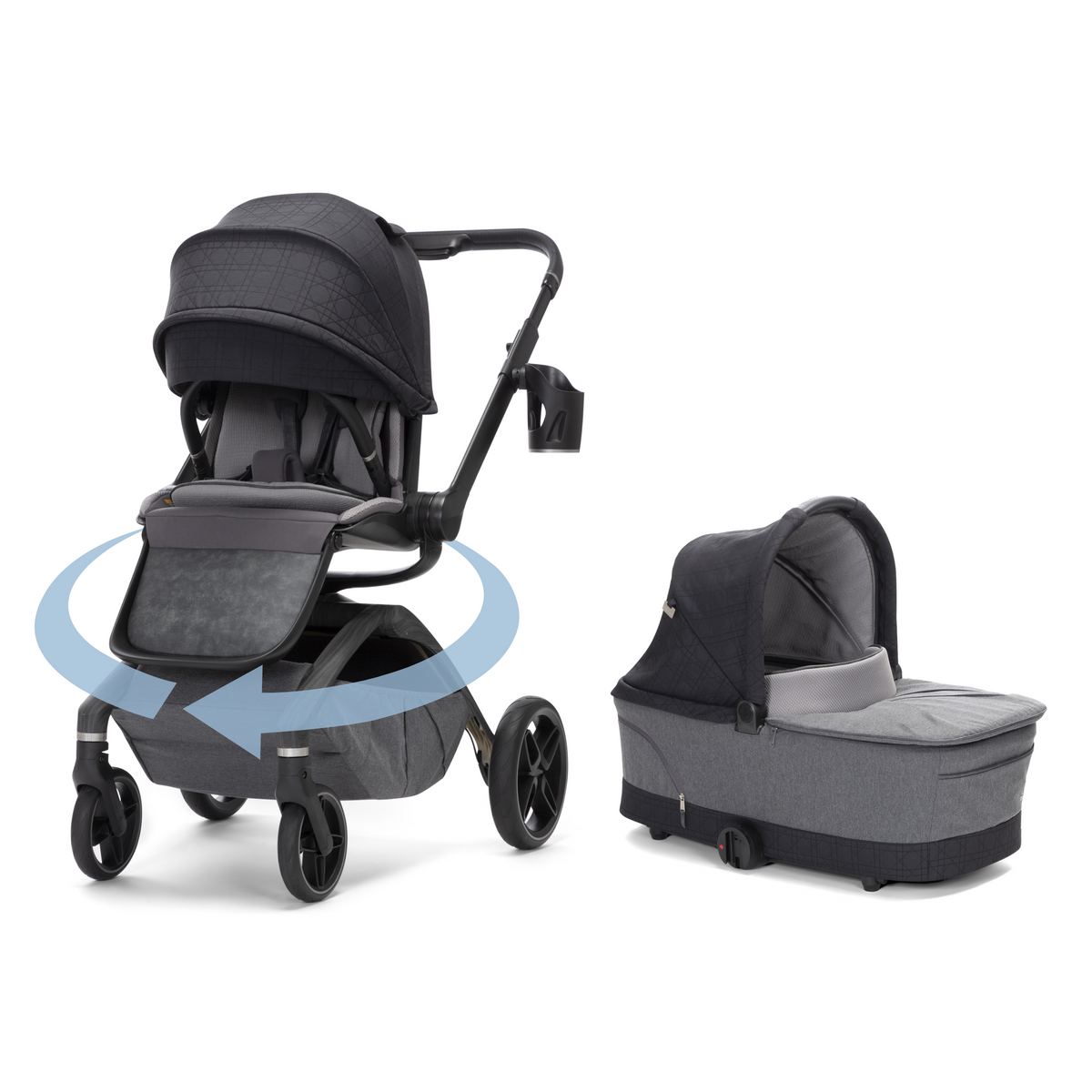 Tana 360° Rotating Modular Stroller with Carriage Accessory in Onyx ...